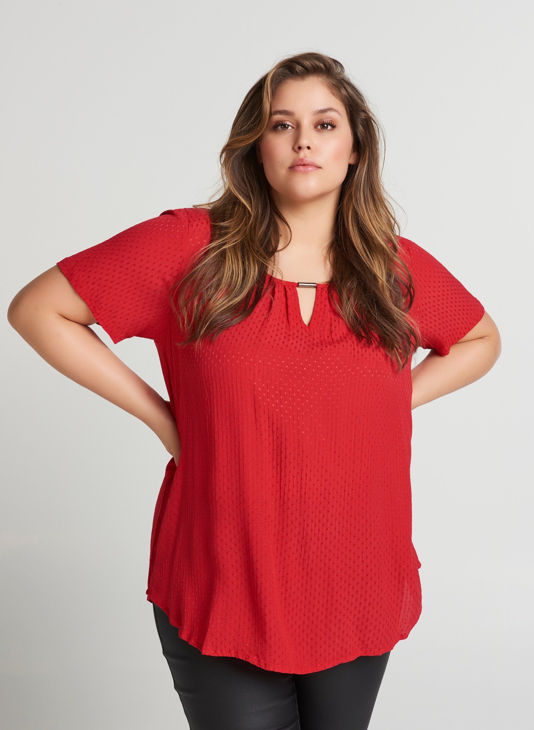 Zizzi Kurzarmbluse Damen Große Größen Bluse Kurzarm Elegant Leicht