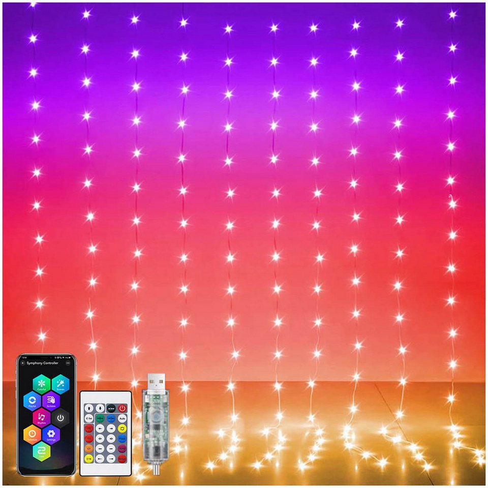 Mupoo Led Lichterkette Lichtervorhänge 3x2m Rgb Fensterbeleuchtung