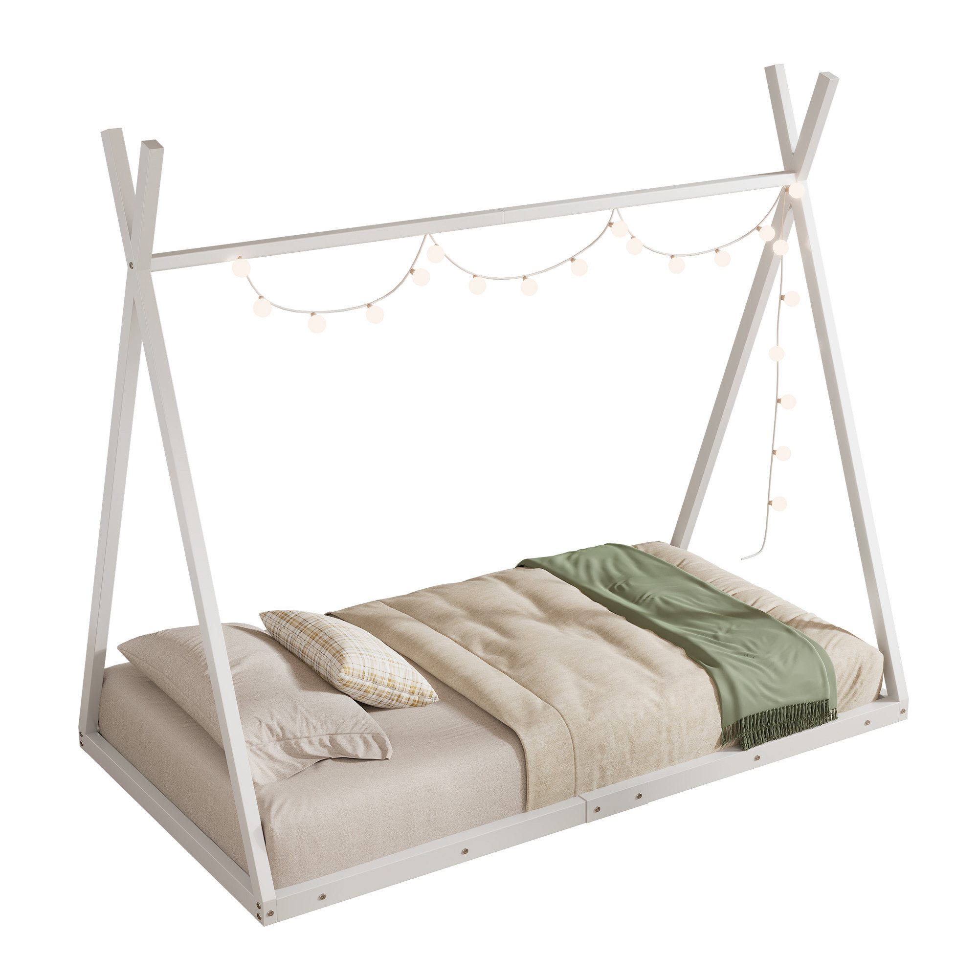 Rutaqian Kinderbett Hausbett 90x200 Cm Einzelbett Bodenbett Mit