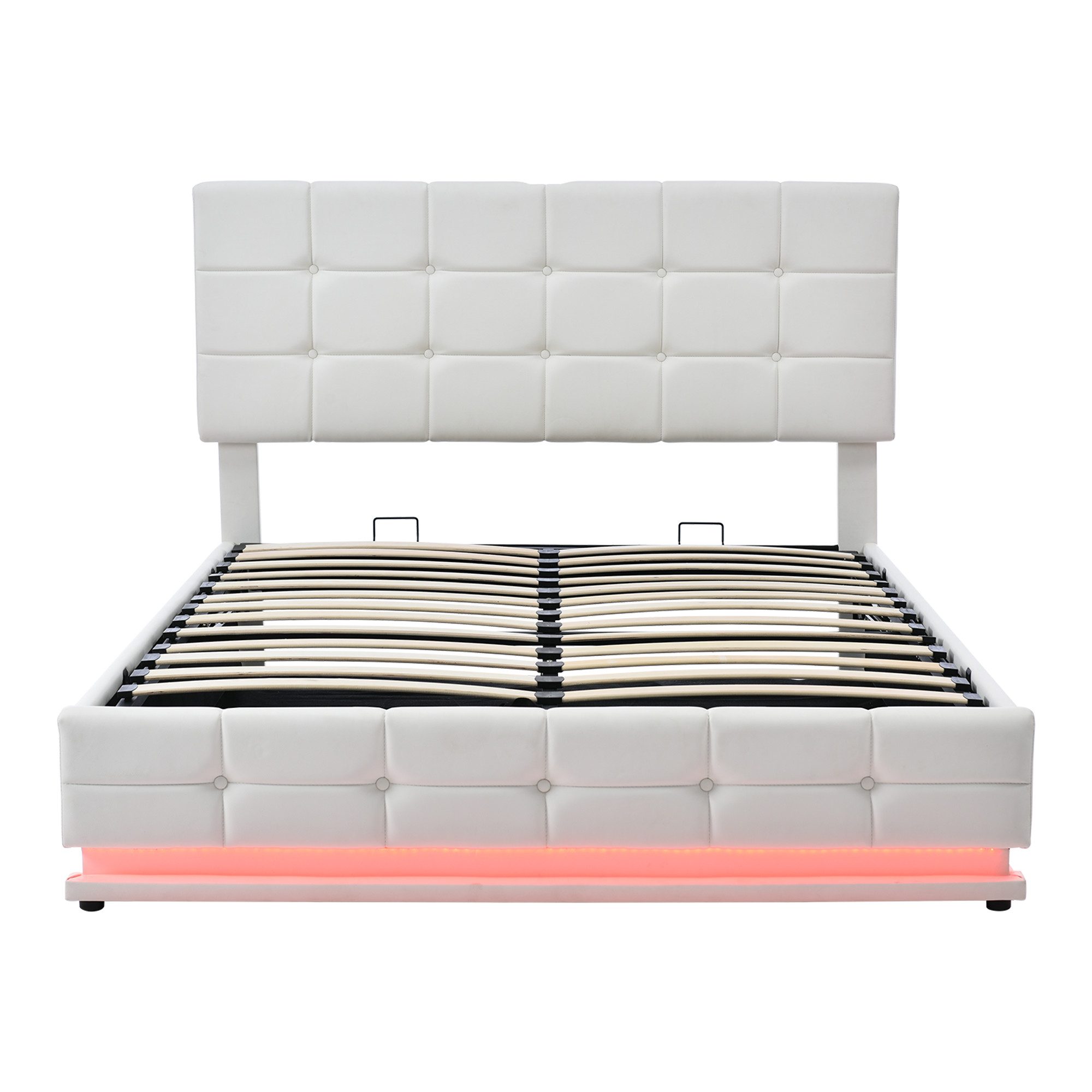 Dopwii Polsterbett Doppelbett Mit Led Beleuchtunghydraulisch
