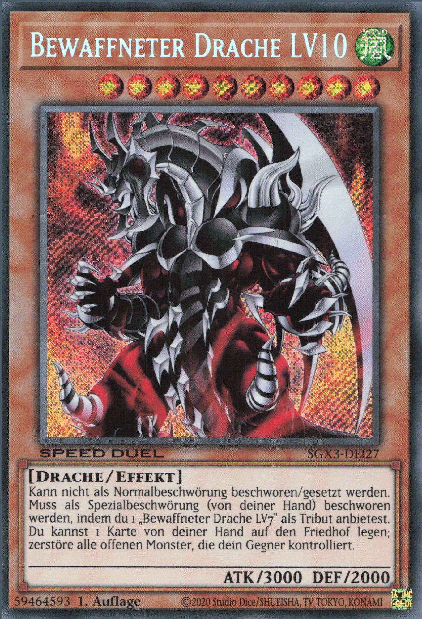 ReCollectibles Sammelkarte YuGiOh Bewaffneter Drache LV10 (V.2), Yu-Gi-Oh! SGX3-DEI27 Secret Rare