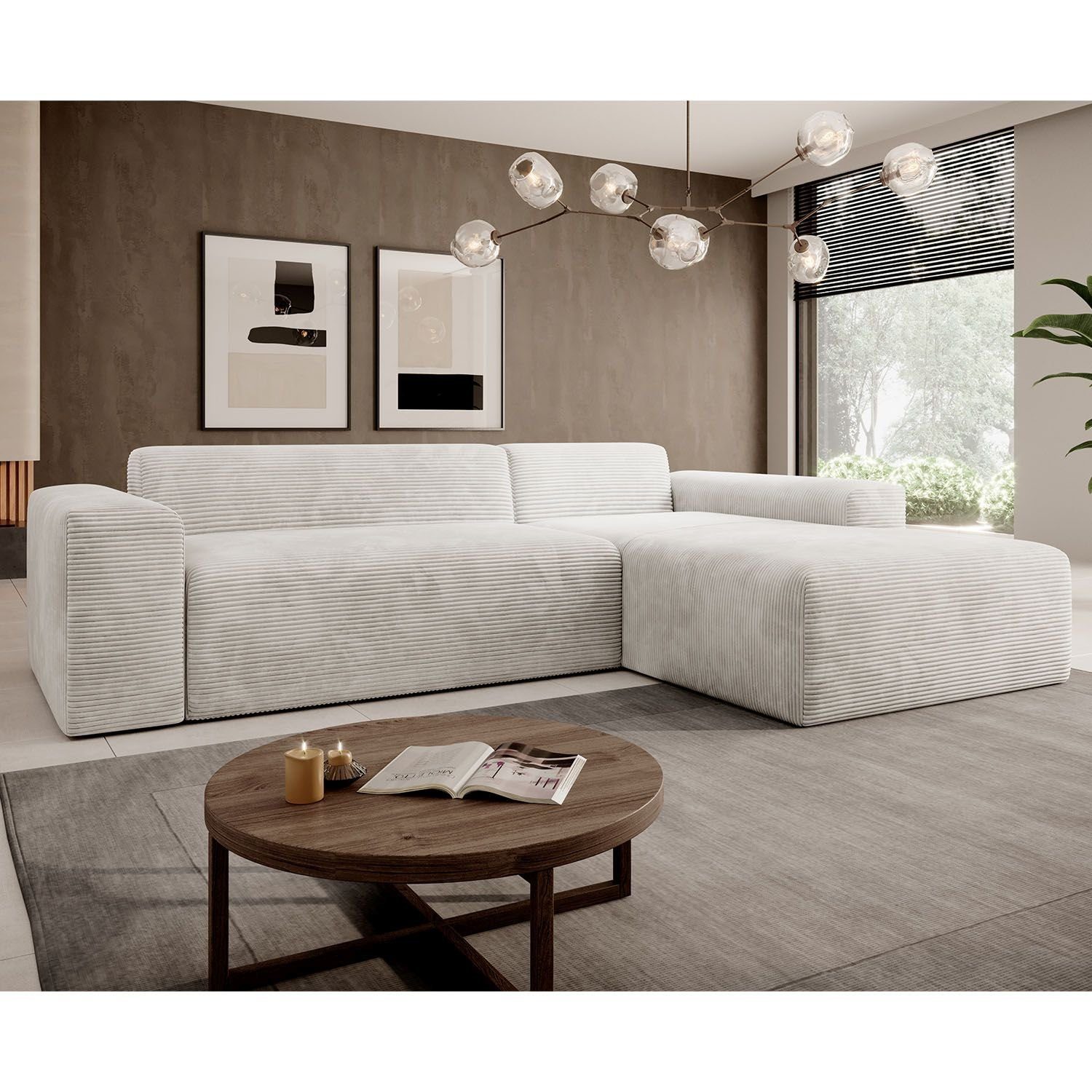 Juskys Ecksofa Vals, modern, L-Form, Stoff, bequem, samtig wie Cord ...