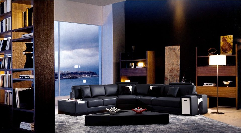Jvmoebel Ecksofa Designer Polster Wohnlandschaft Leder Couch Sofas
