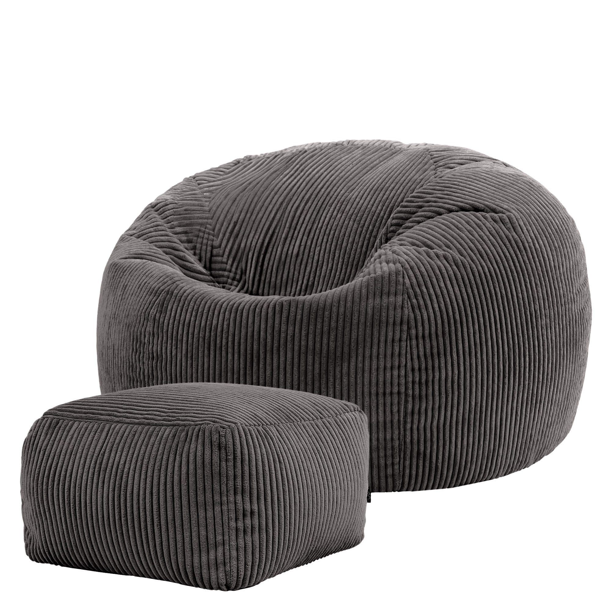 icon Sitzsack Erwachsene aus Cord „Kingston“ mit Hocker (Spar-Set, 1 x ...