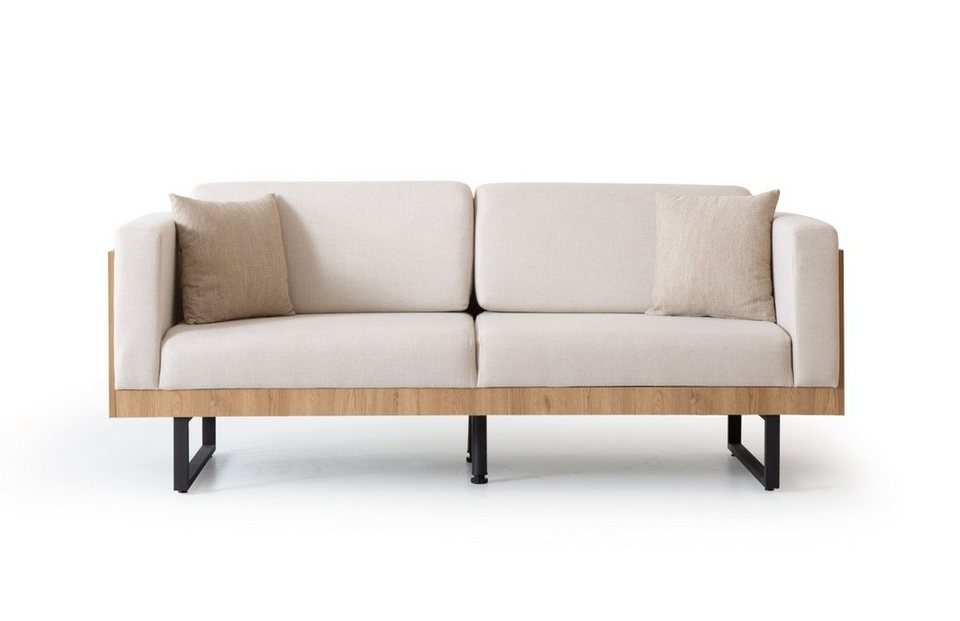 Jvmoebel Sofa Beiger Dreisitzer Sofa Luxus Couch Moderner Stil