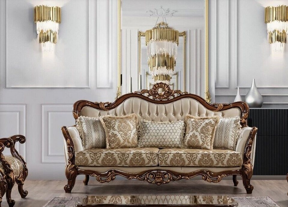 Jvmoebel 3 Sitzer Sofa 3 Sitzer Barock Rokoko Stoff Dreisitzer Sofas