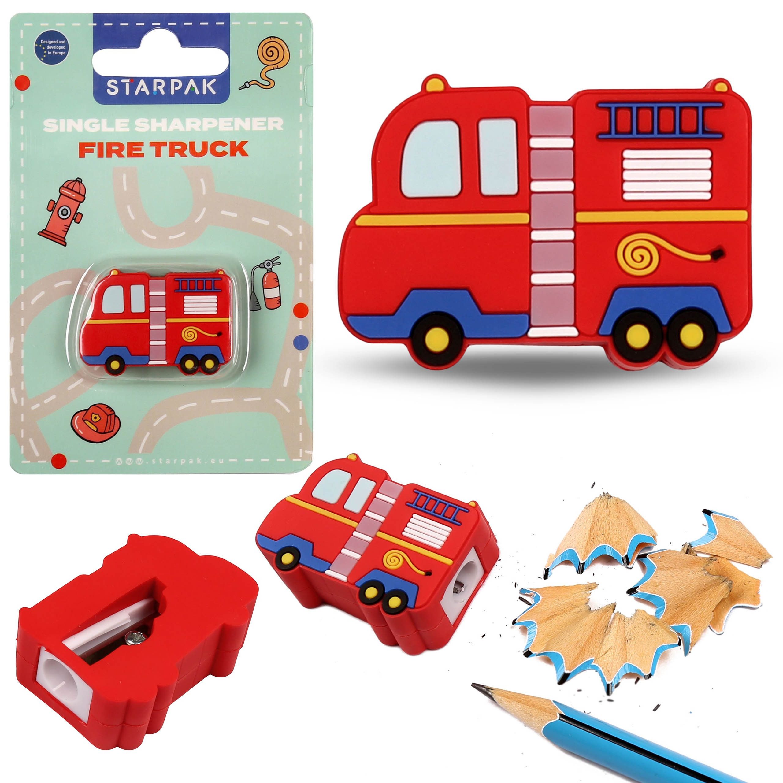 Sarcia.eu Anspitzer FEUERWEHR Gummispitzer Feuerwehrauto, Schulhobel ...