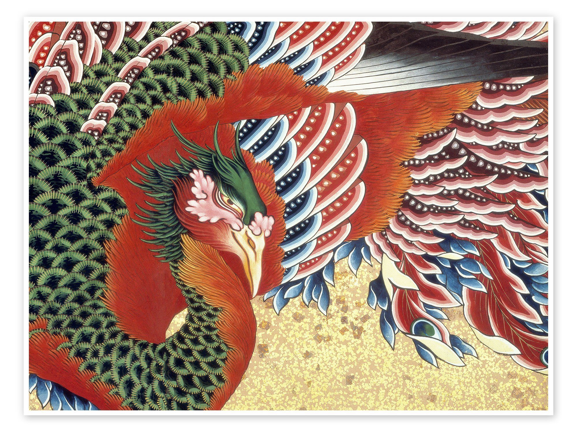 Posterlounge Poster Katsushika Hokusai Phoenix Detail Wohnzimmer