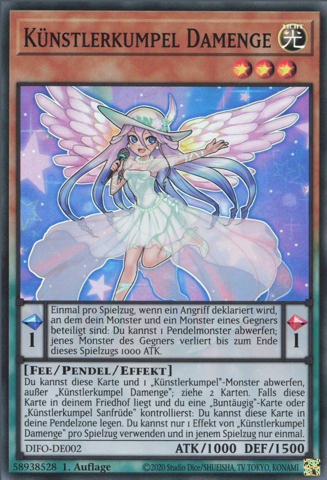 Recollectibles Sammelkarte Yugioh Karte Künstlerkumpel Damenge Deutsch