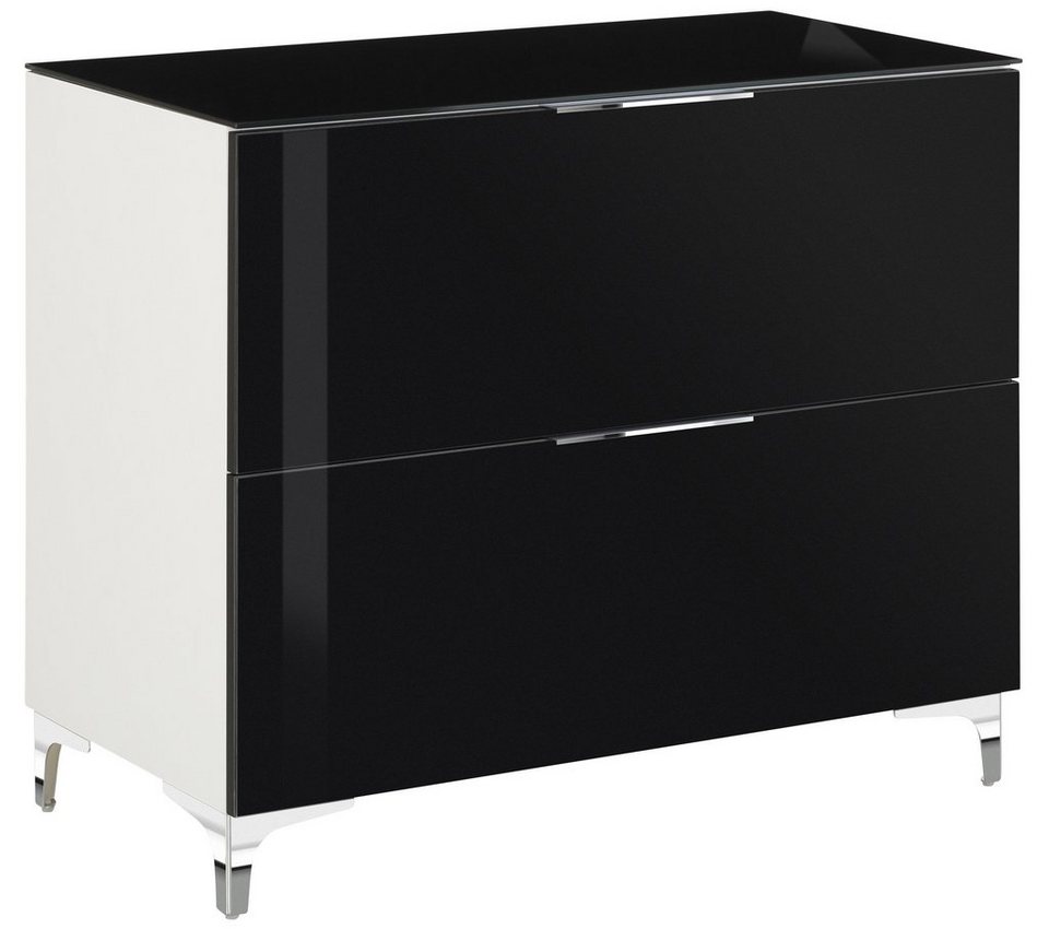 Möbelando Sideboard 20223442 In Weiß Matt Schwarzglas Mit Einer