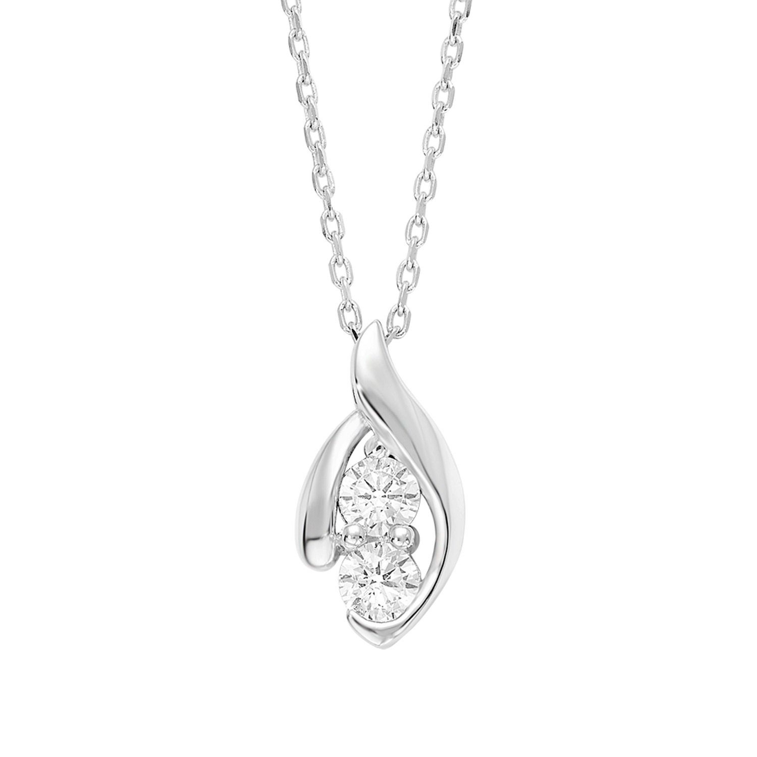 Amor Silberkette für Damen, 925 Sterling Silber, Zirkonia synth. (2-tlg., Kette mit Anhänger ...