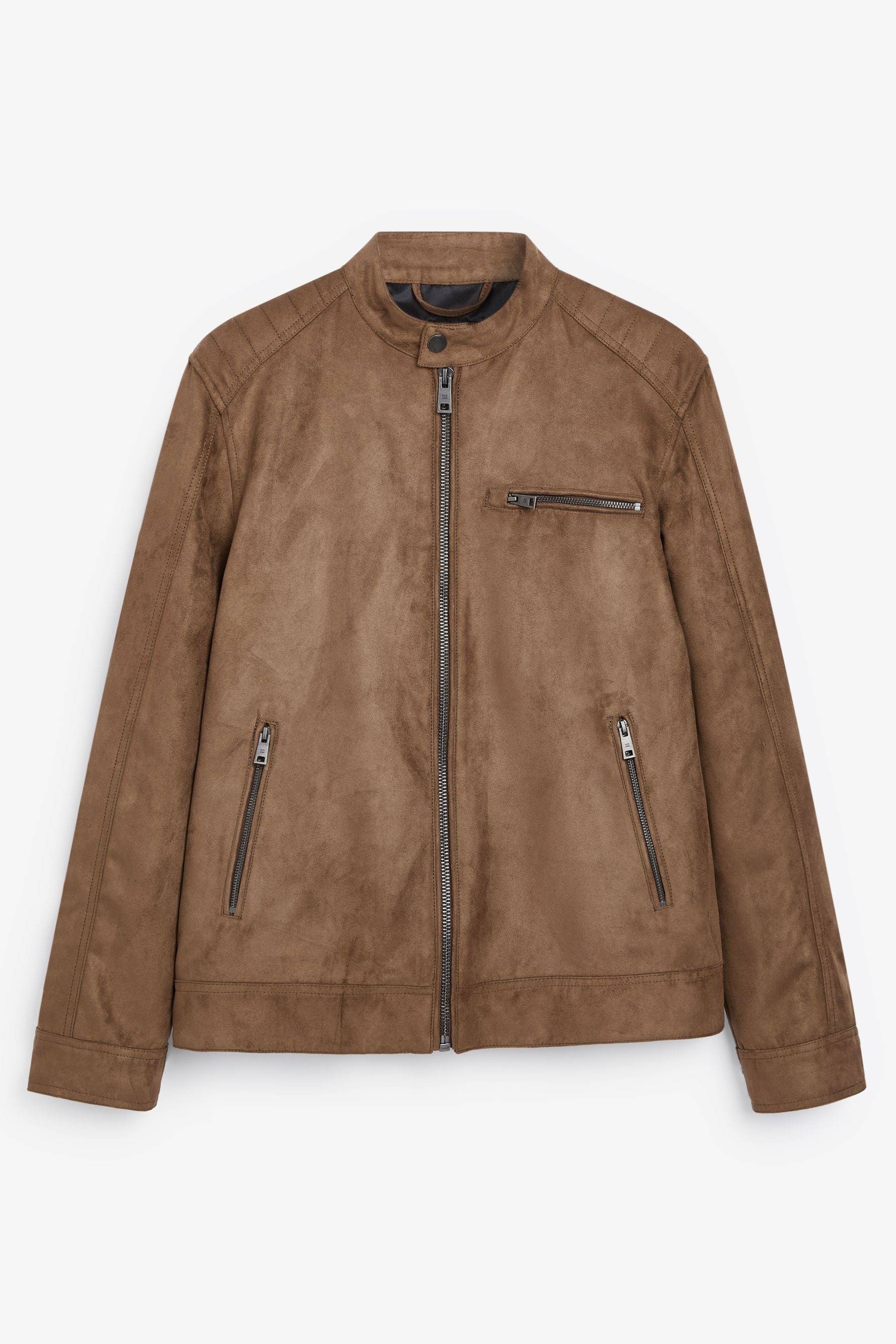 Next Lederimitatjacke Jacke Mit Racer Kragen Aus Velourslederimitat 1 St