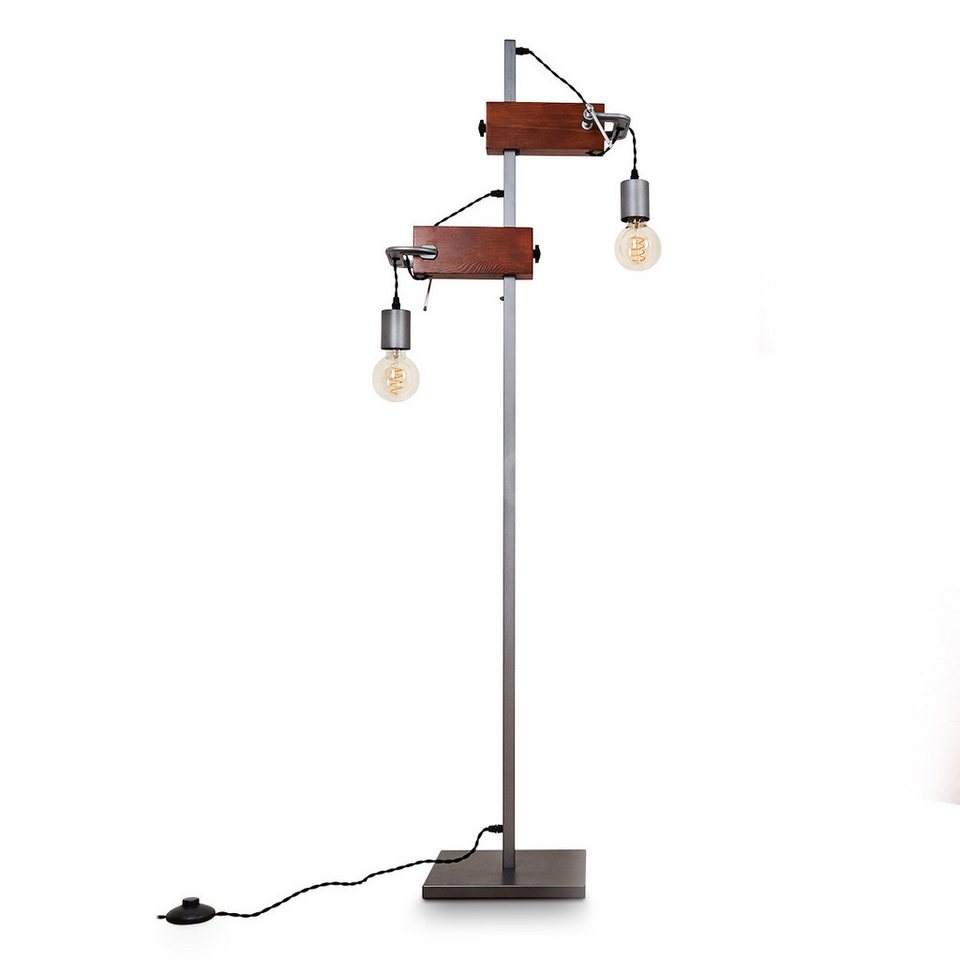 Hofstein Stehlampe Zinga Stehlampe Aus Metallholz In Graubraun