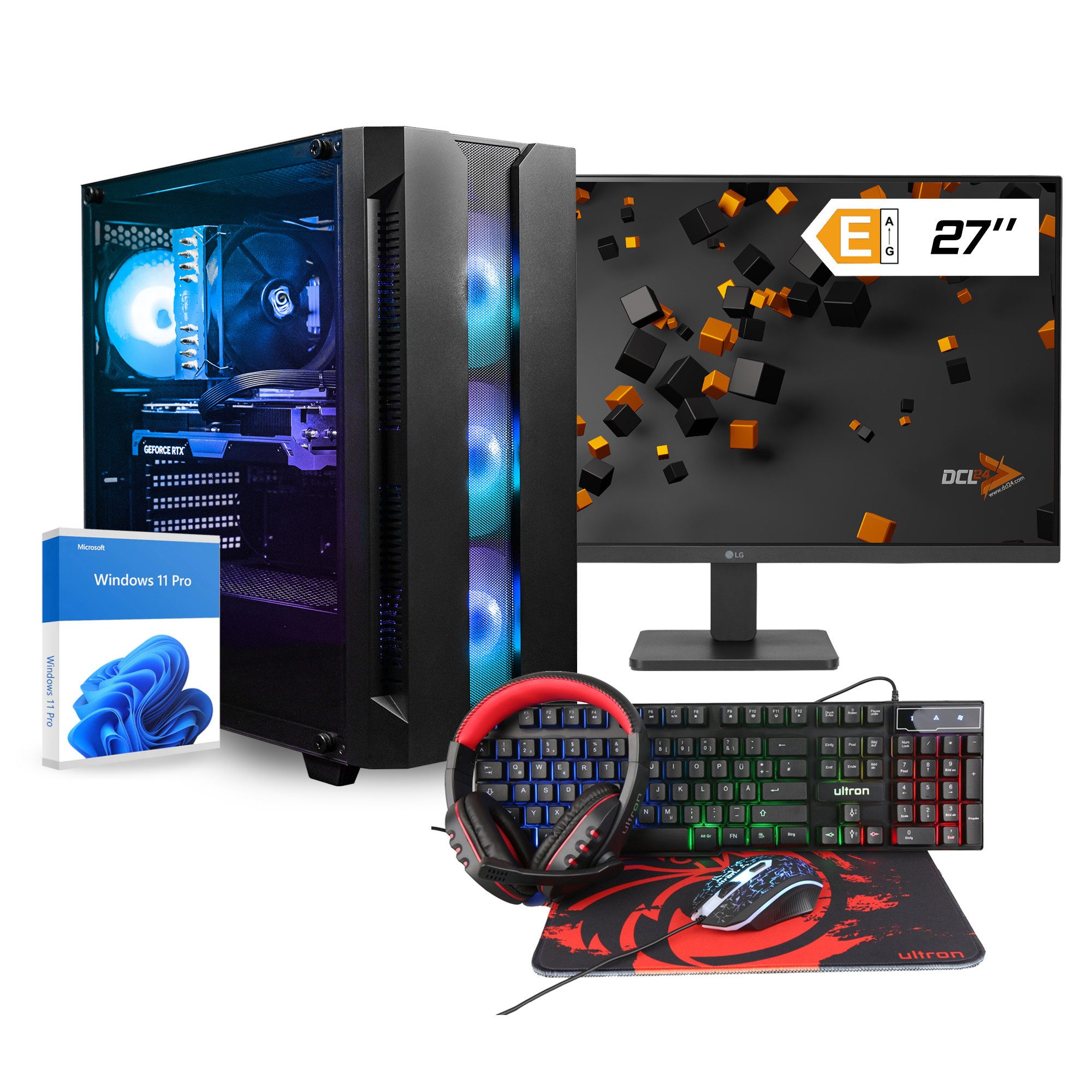 dcl24.de RGB Gaming-PC (27 Zoll, AMD Ryzen 9 7900X3D, GeForce RTX 4070, 32 GB RAM, 1000 GB SSD ...