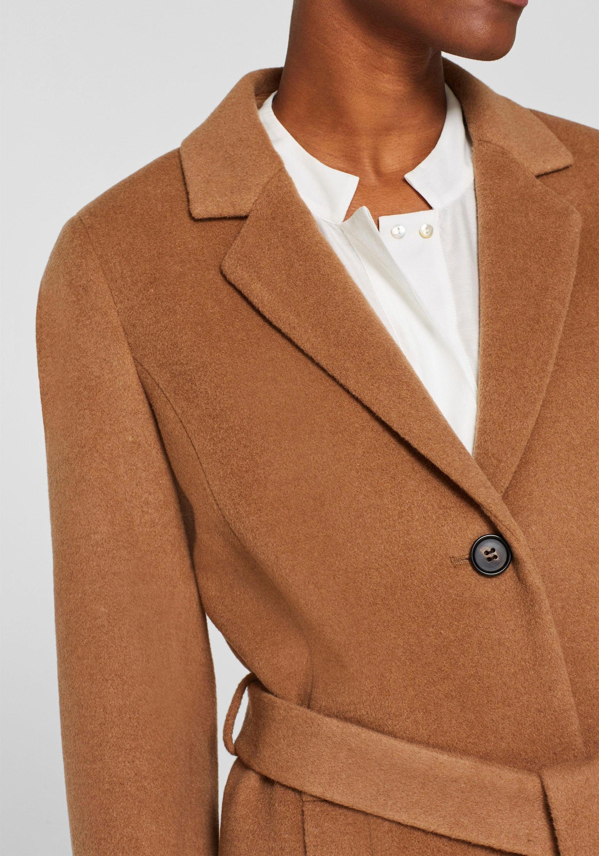 Esprit Collection Wollmantel Mit Bindegürtel In Modischer Blazer Form