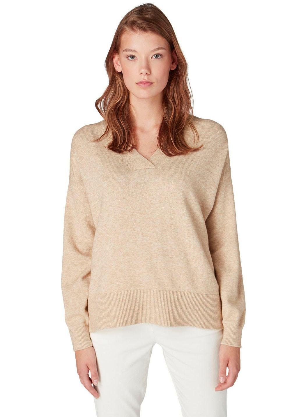 Tom Tailor V Ausschnitt Pullover Strickpullover Loose Fit Mit V