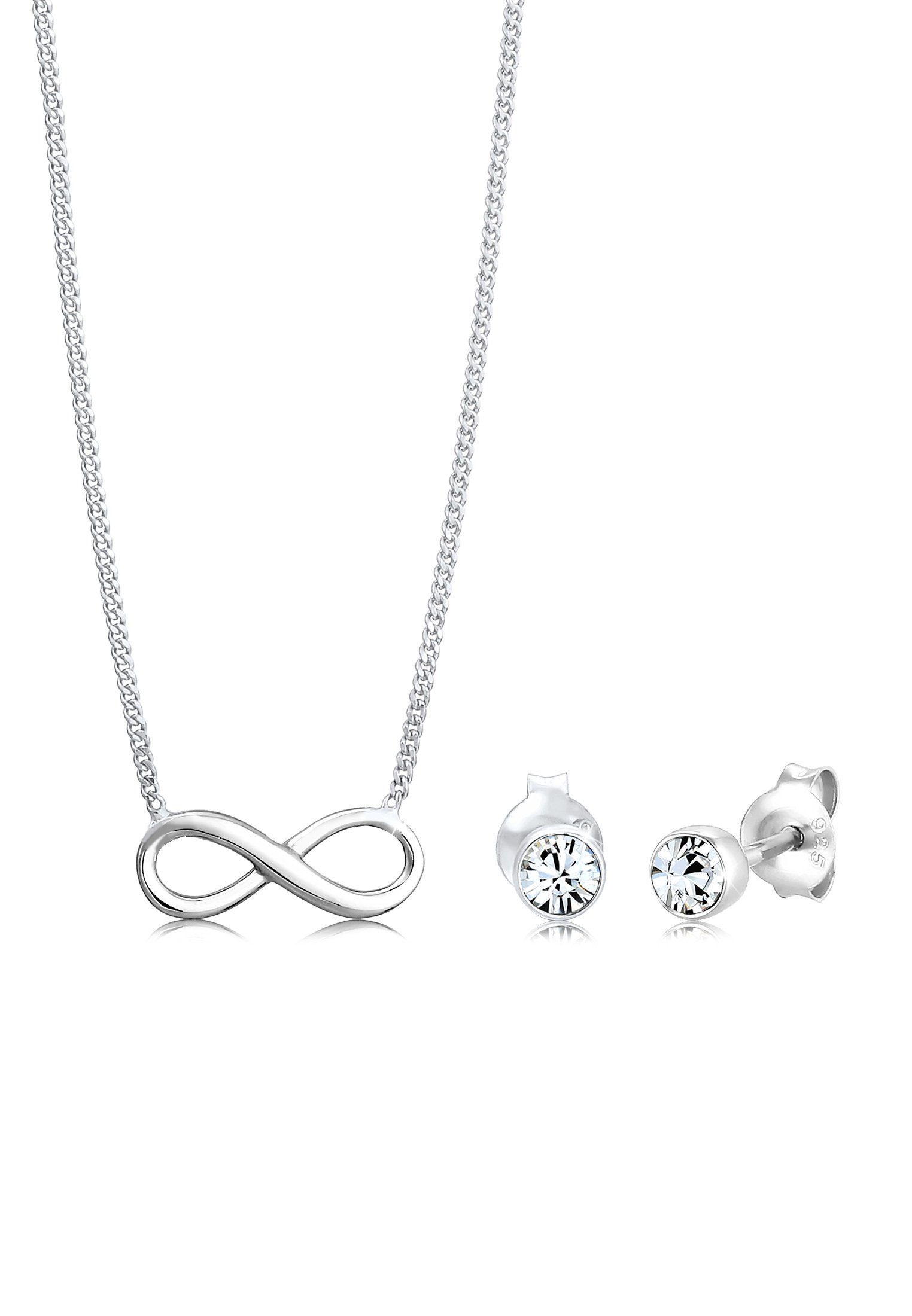 Elli Schmuckset Infinity Ohrstecker Swarovski® Kristalle Silber