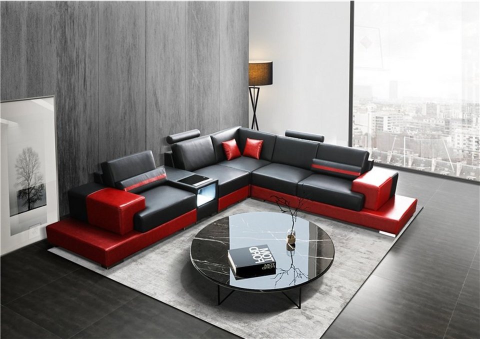 Jvmoebel Ecksofa Couch Ecksofa Leder Wohnlandschaft Garnitur Design