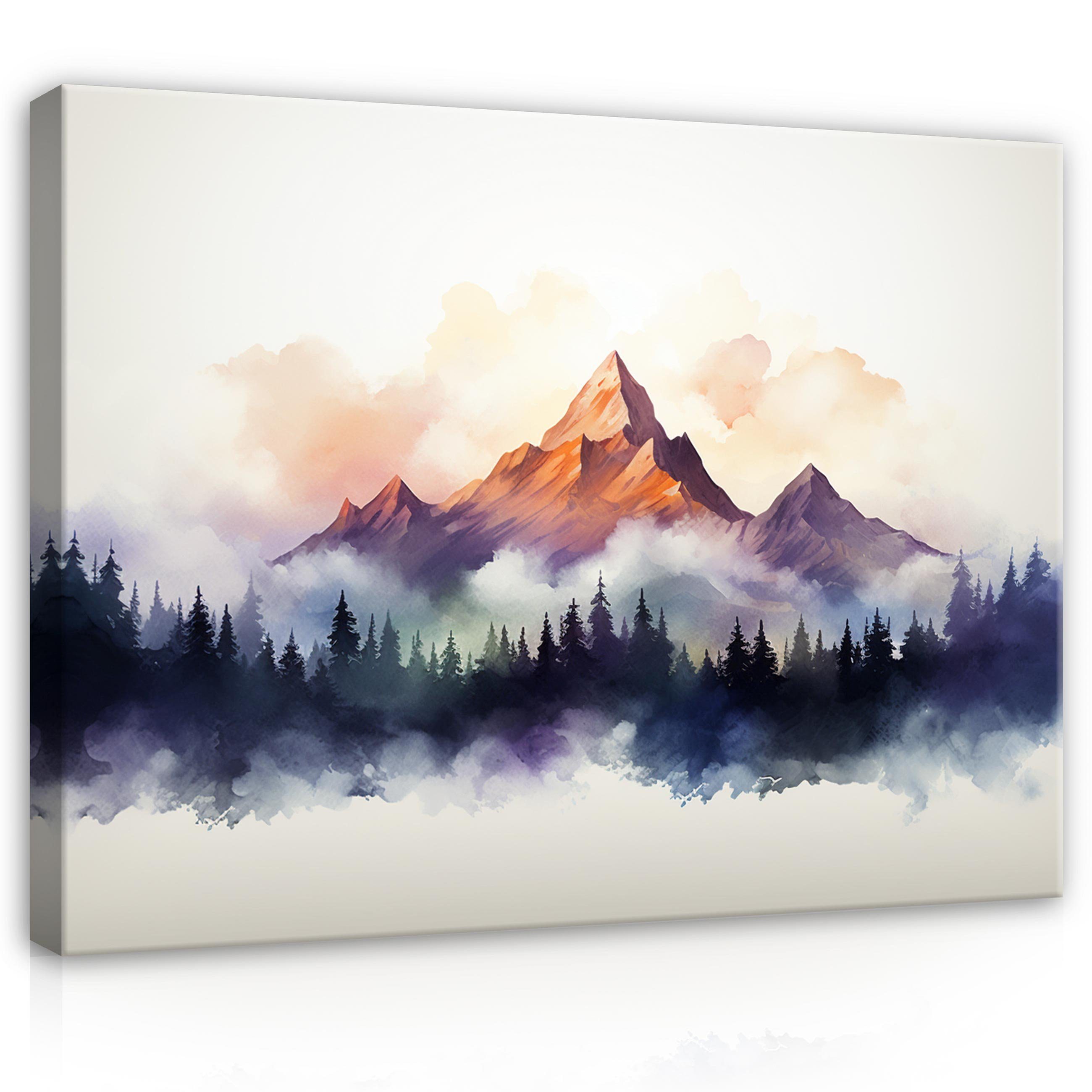 Wallarena Leinwandbild Berge Gemalt Wandbilder Xxl Groß Leinwandbilder