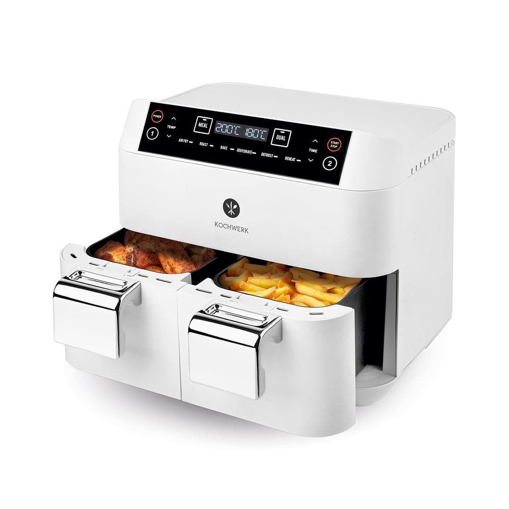 Kochwerk Heißluftfritteuse Doppelkorb 2x 38l 2400 W Fritteuse
