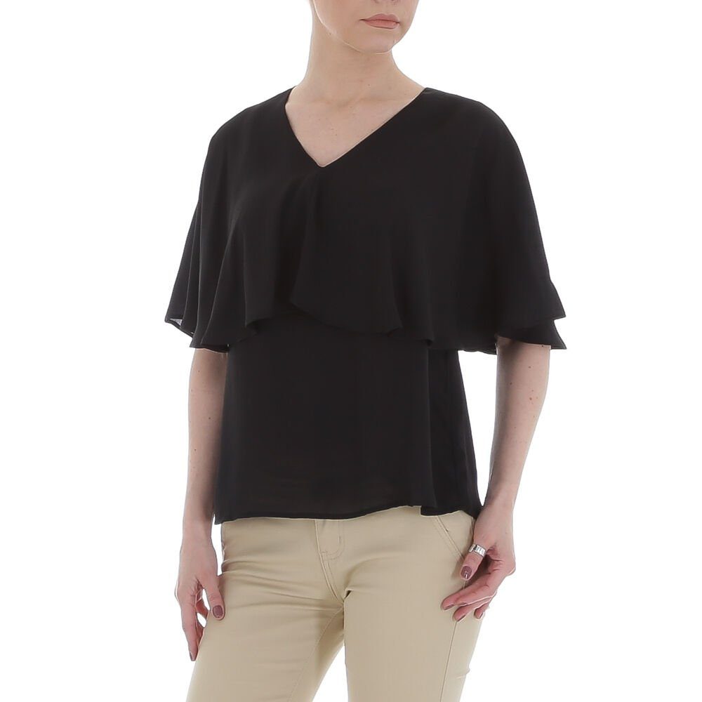 Ital Design Klassische Bluse Damen Elegant Volants Chiffon Bluse In Schwarz