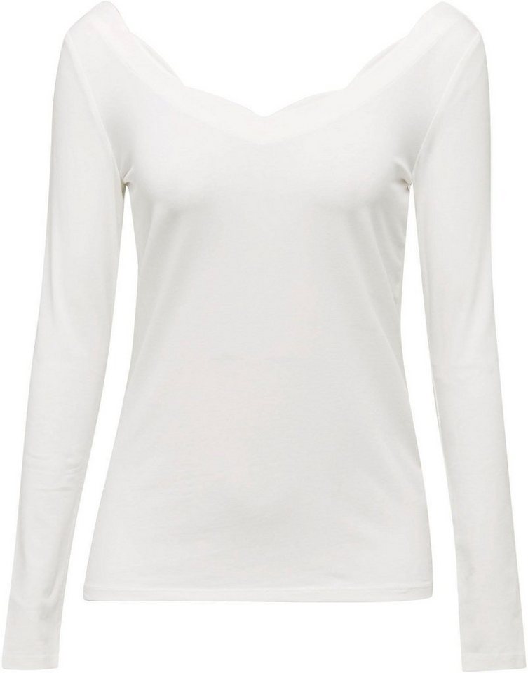 Esprit Langarmshirt mit V-Ausschnitt mit femininer Wellenkante online ... Esprit Langarmshirt mit V-Ausschnitt mit femininer Wellenkante online ...