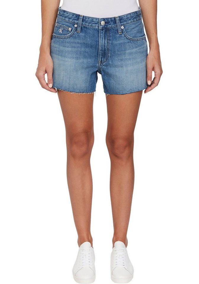 Calvin Klein Jeans Shorts Mid Rise Short Mit Leicht Ausgefranstem