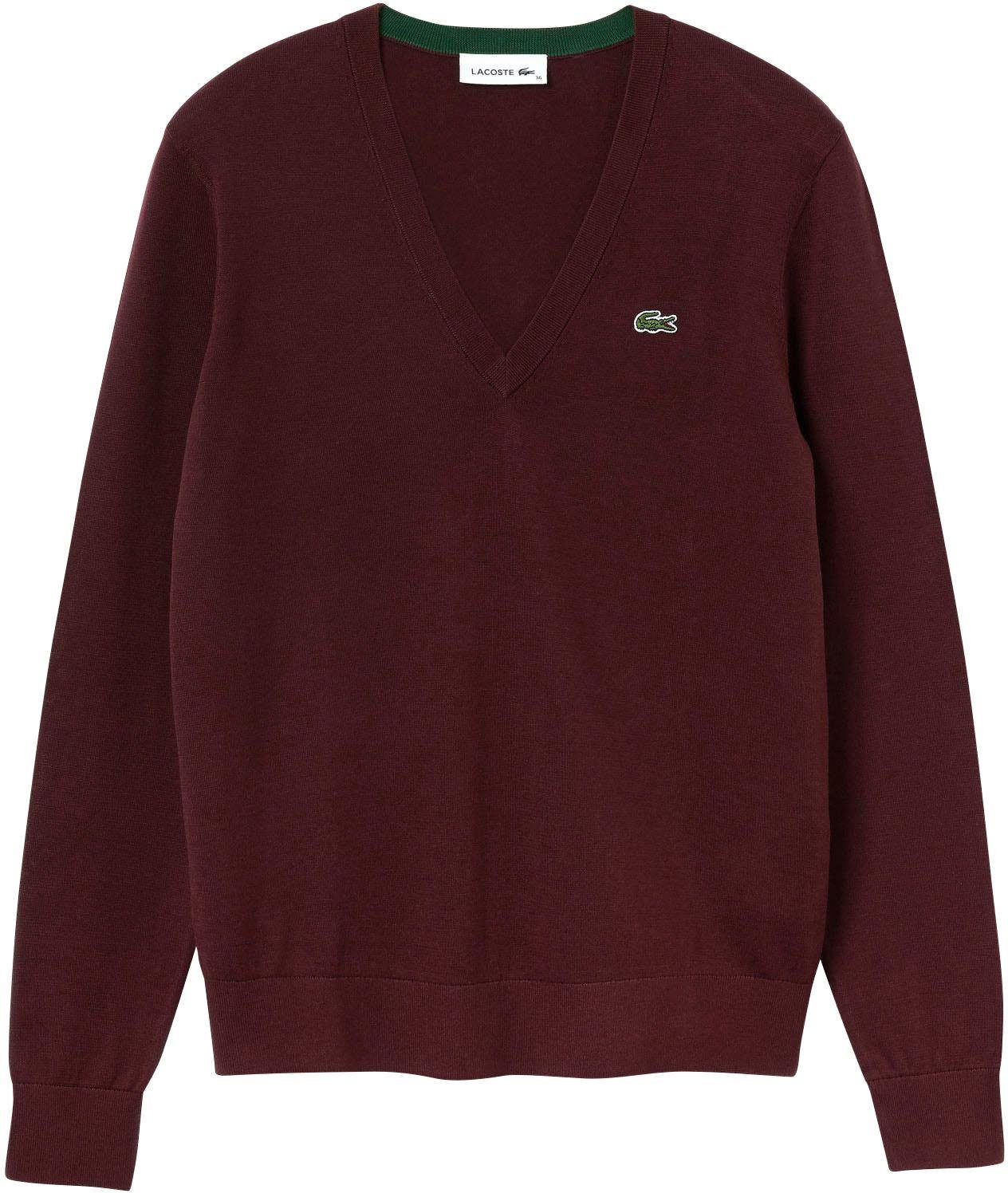 Lacoste V Ausschnitt Pullover Aus Weichem Baumwoll Feinstrick Online