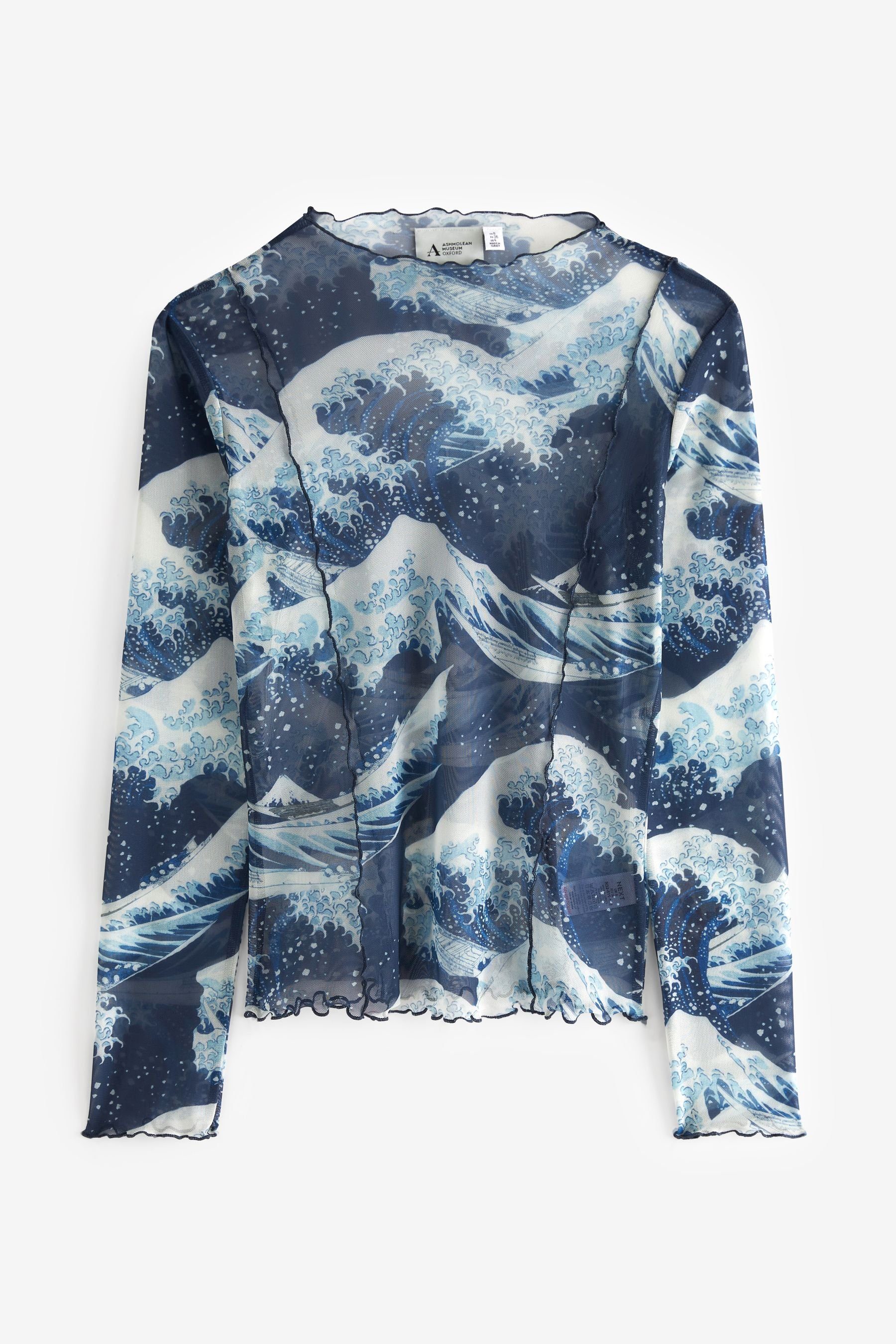 Next Blusenshirt Lizenziertes Oberteil Mit Mesh Great Wave Hokusai 1 Tlg