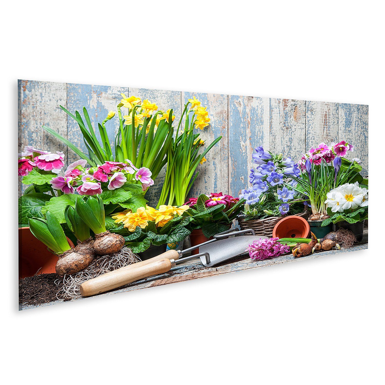 islandburner Leinwandbild Bild auf Leinwand Blumengarten Blumen pflanzen Topf Erde Erde Hinterho