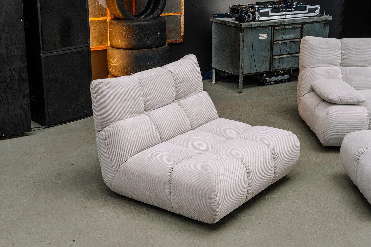 KAWOLA Sitzgruppe VIVIEN, (Set, 3-tlg), Ecksofa Drehsessel Hockerbank ...