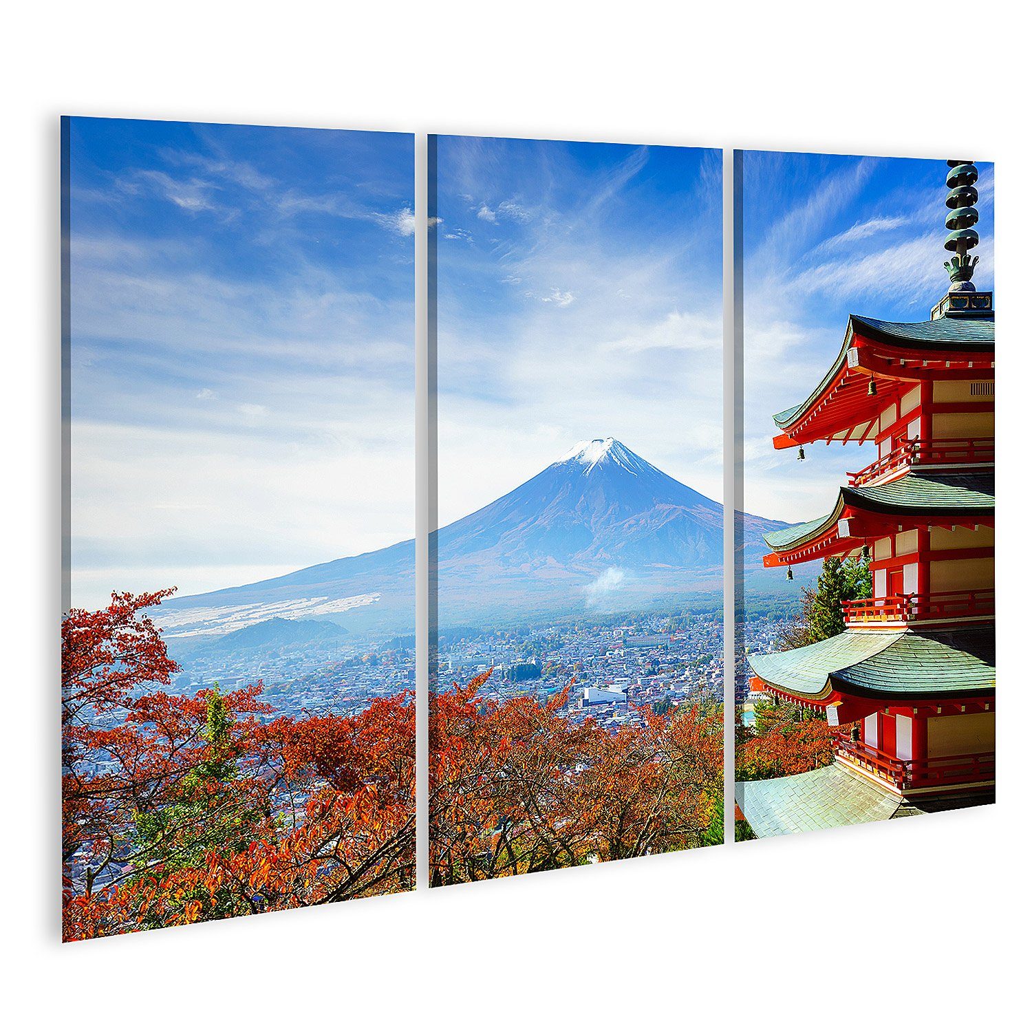 islandburner Leinwandbild »Bild auf Leinwand Mt Fuji Mit Chureito Pagode Im Herbst Fujiyoshida ...