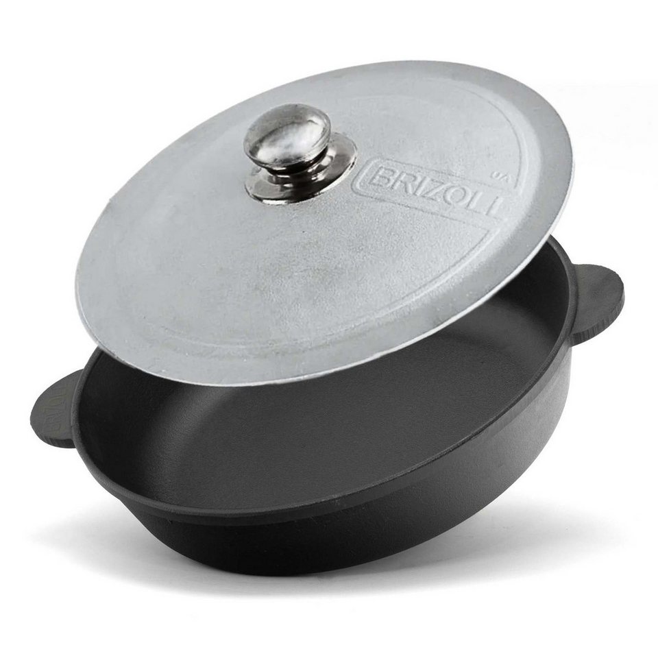 4bigfun Bratpfanne Ø24cm Gusseisenpfanne Mit Aluminiumdeckel Bräter