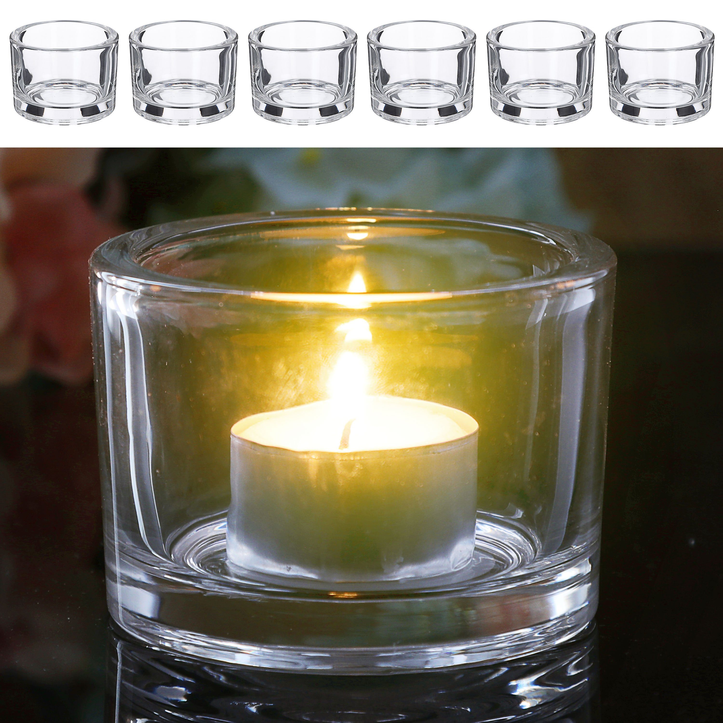 CEPEWA Teelichthalter Windlicht Teelichtglas 6er Set Ø9cm