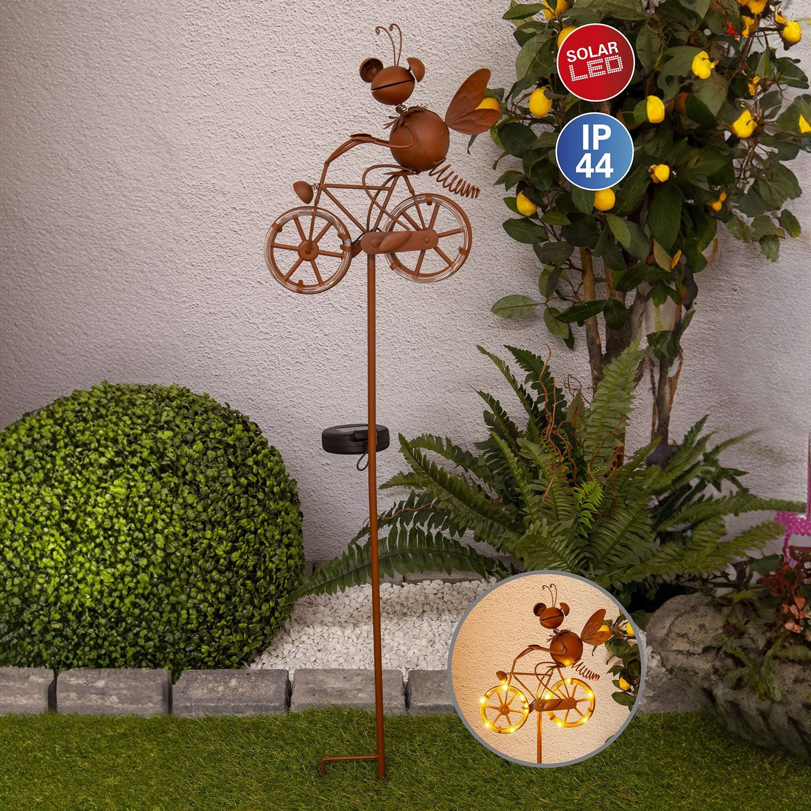 bmf-versand LED Solarleuchte Solarleuchte Garten Rost Optik Außen LED ...