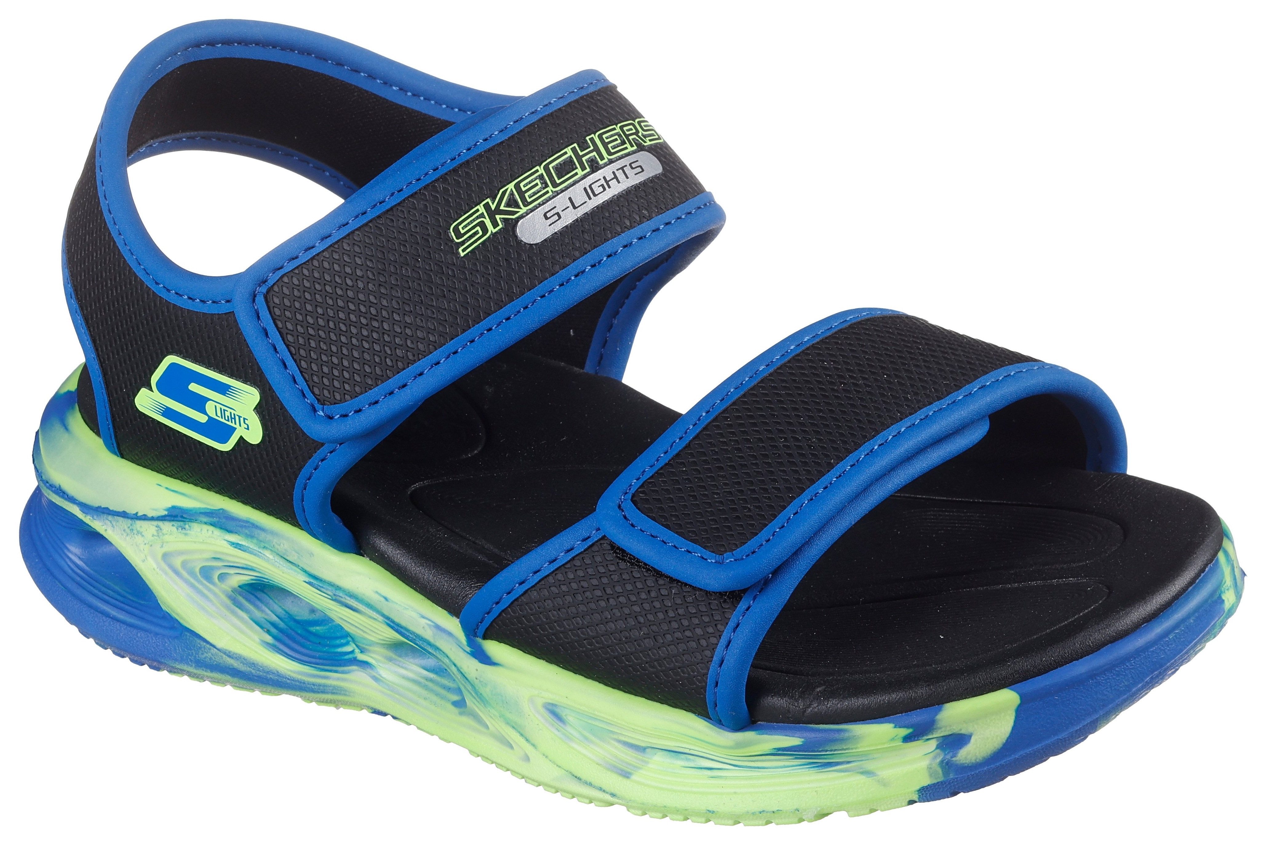 Skechers SOLA GLOW SANDAL Sandale, Sandale mit Klettverschluss+Blinkfunk., Größenschablone zum ...