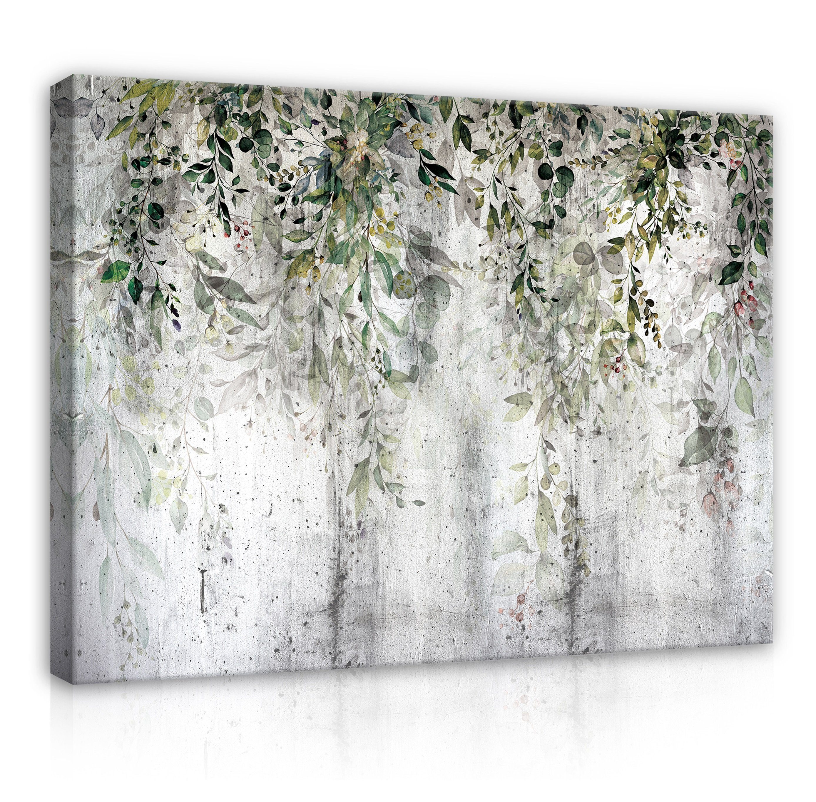 Wallarena Leinwandbild Blätter Grün Hängende Romantisch Wandbild XXL Leinwandbilder Modern ...