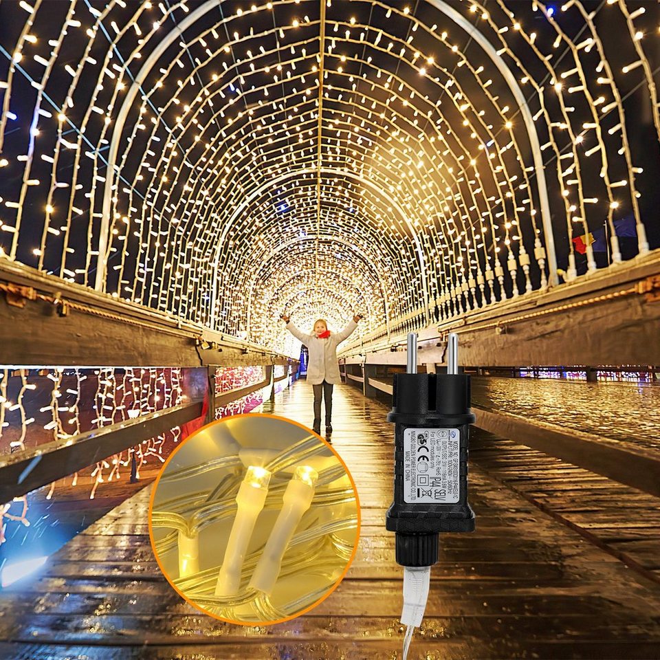 Clanmacy Led Lichterkette Eisregen Wasserfall Deko Biegsam Lichter