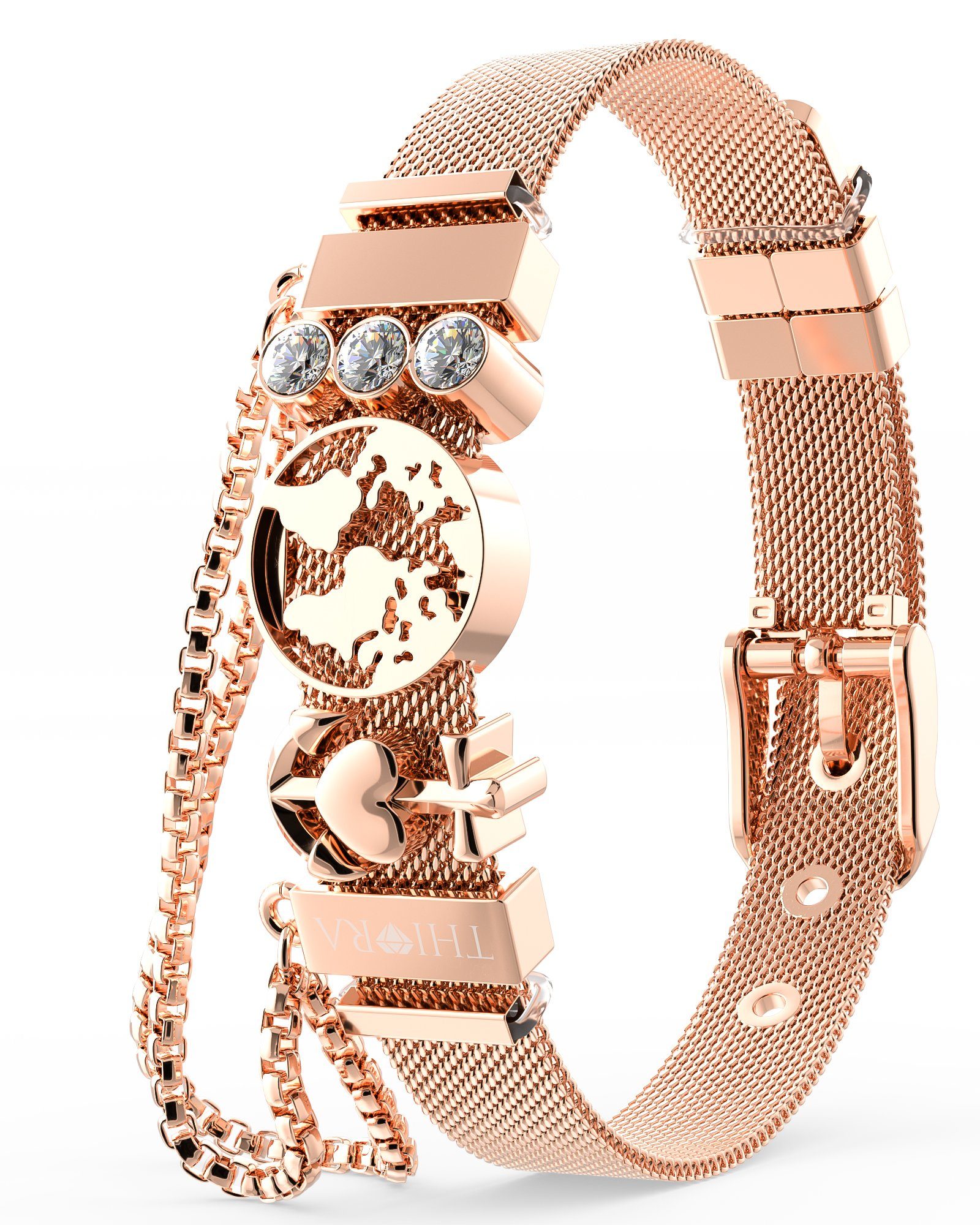 THIORA Charm-Armband Set Charmband Collection (Mesh Armband mit Charms ...