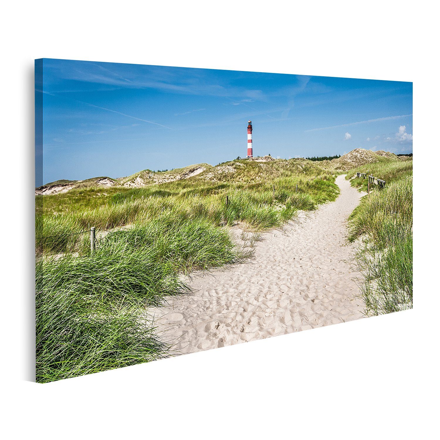 islandburner Leinwandbild Bild auf Leinwand Schöne Dünenlandschaft mit traditionellem Leuchtturm