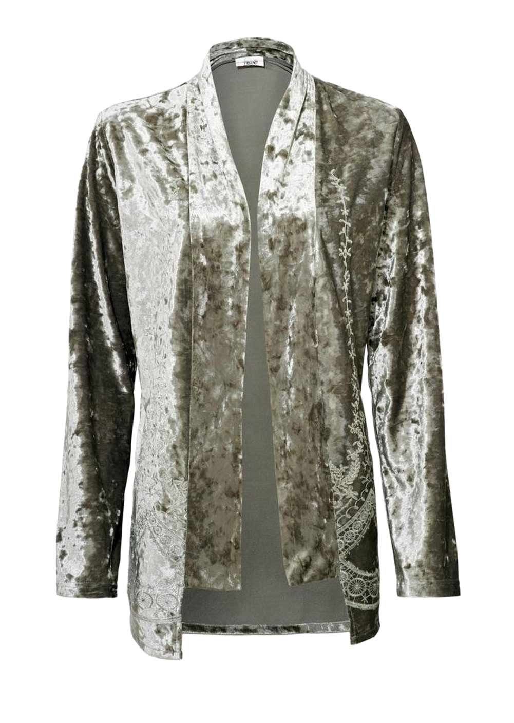 Heine Kurzblazer Linea Tesini Damen Designer Samtblazer Silbergrau