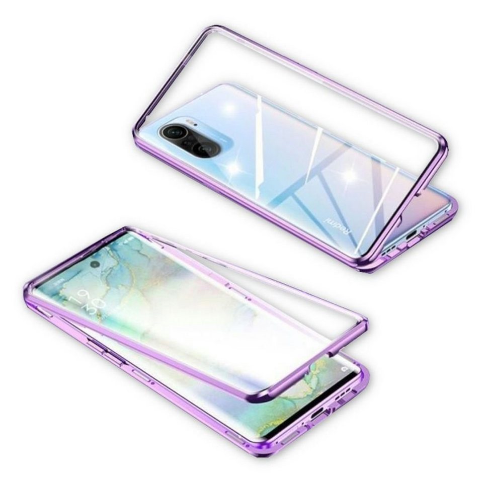 Wigento Handyhülle Beidseitiger 360 Grad Magnet Glas Case Bumper Für