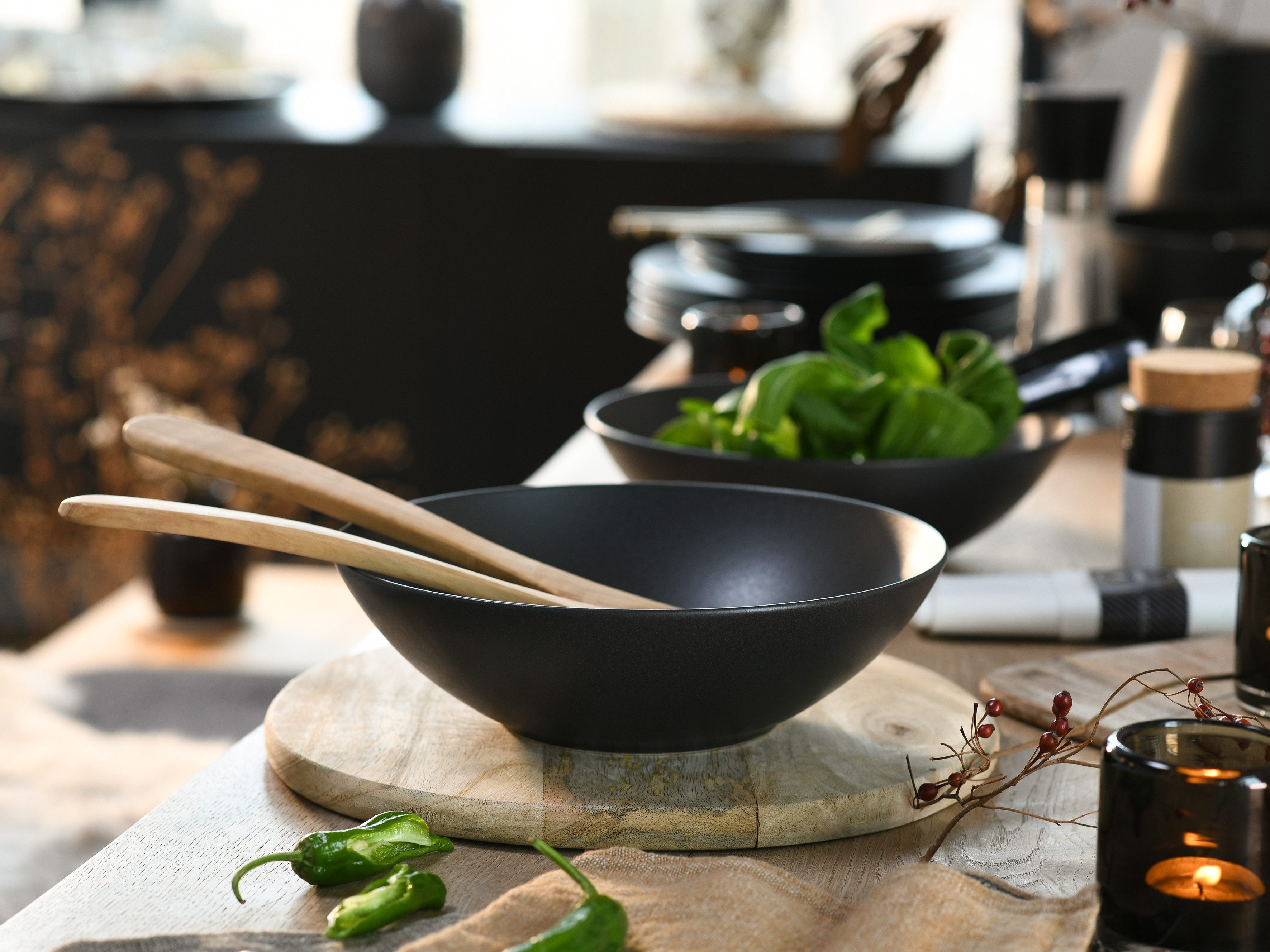 CreaTable Salatschüssel Soft Touch Black, Steinzeug, (Set, 2-tlg), Ø 24 ...