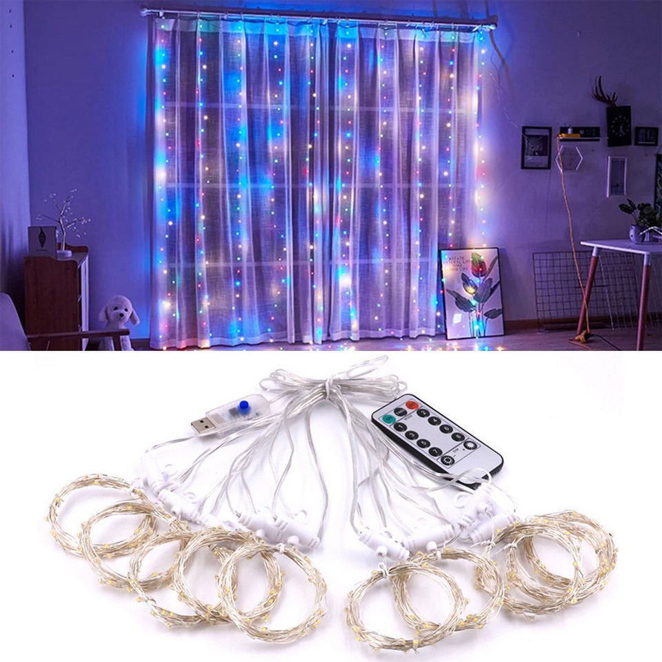 Zggzerg Led Lichterkette Led Lichtervorhang 3×3m Vorhanglichter 8 Modi