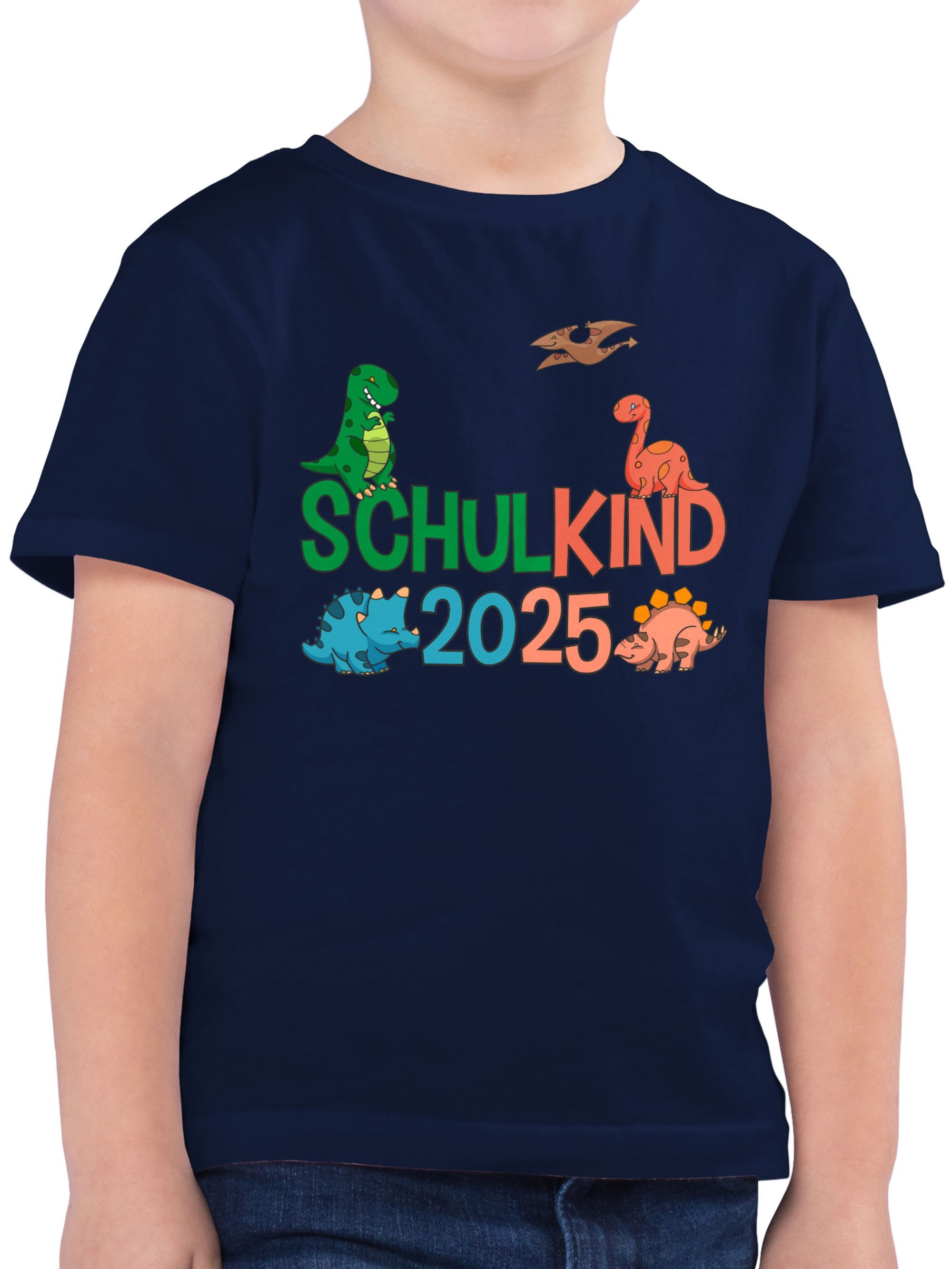 Shirtracer T-Shirt Schulkind 2025 Dinos Geschenk Einschulung Dinosaurier Geschenke Schula (1-tlg ...