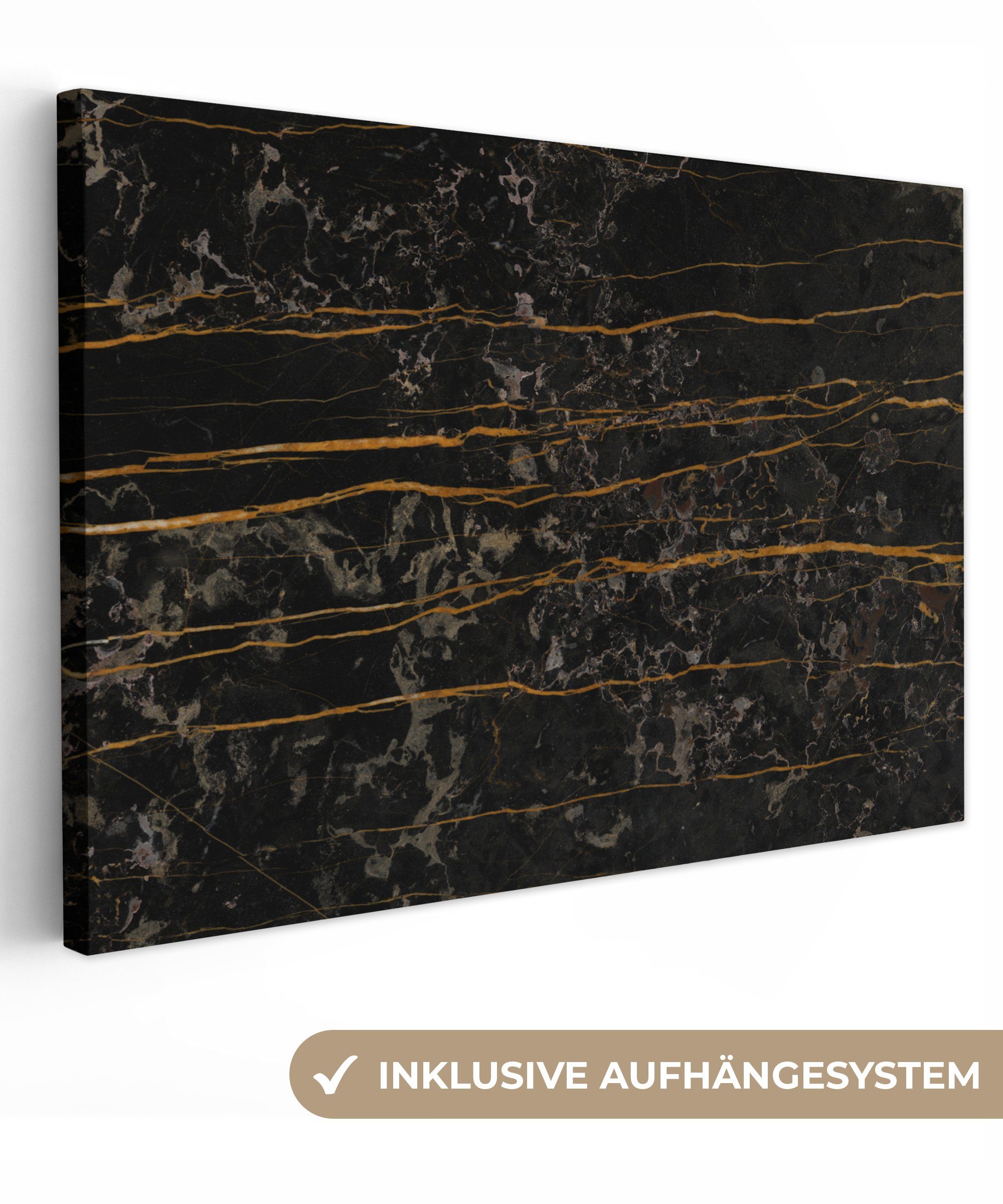 Onemillioncanvasses® Leinwandbild Marmor Schwarz Gold Ader 1 St