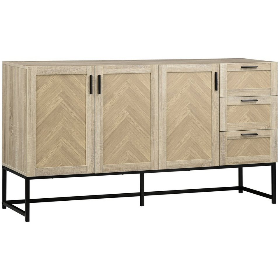 Homcom Küchenbuffet Im Industrie Design 3 Schränke 3 Schubladen 156 Cm