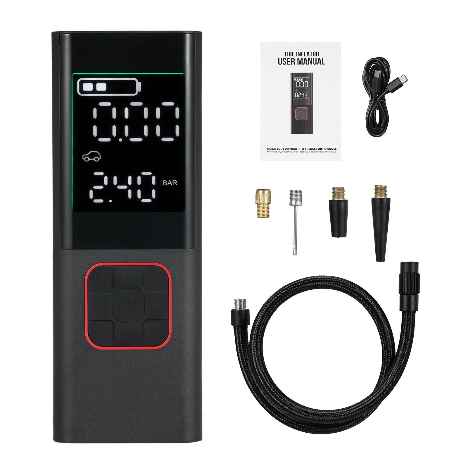 Tidyard Akku Handkompressor Reifenfüller 160 Psi 1 Tlg 2600 Mah