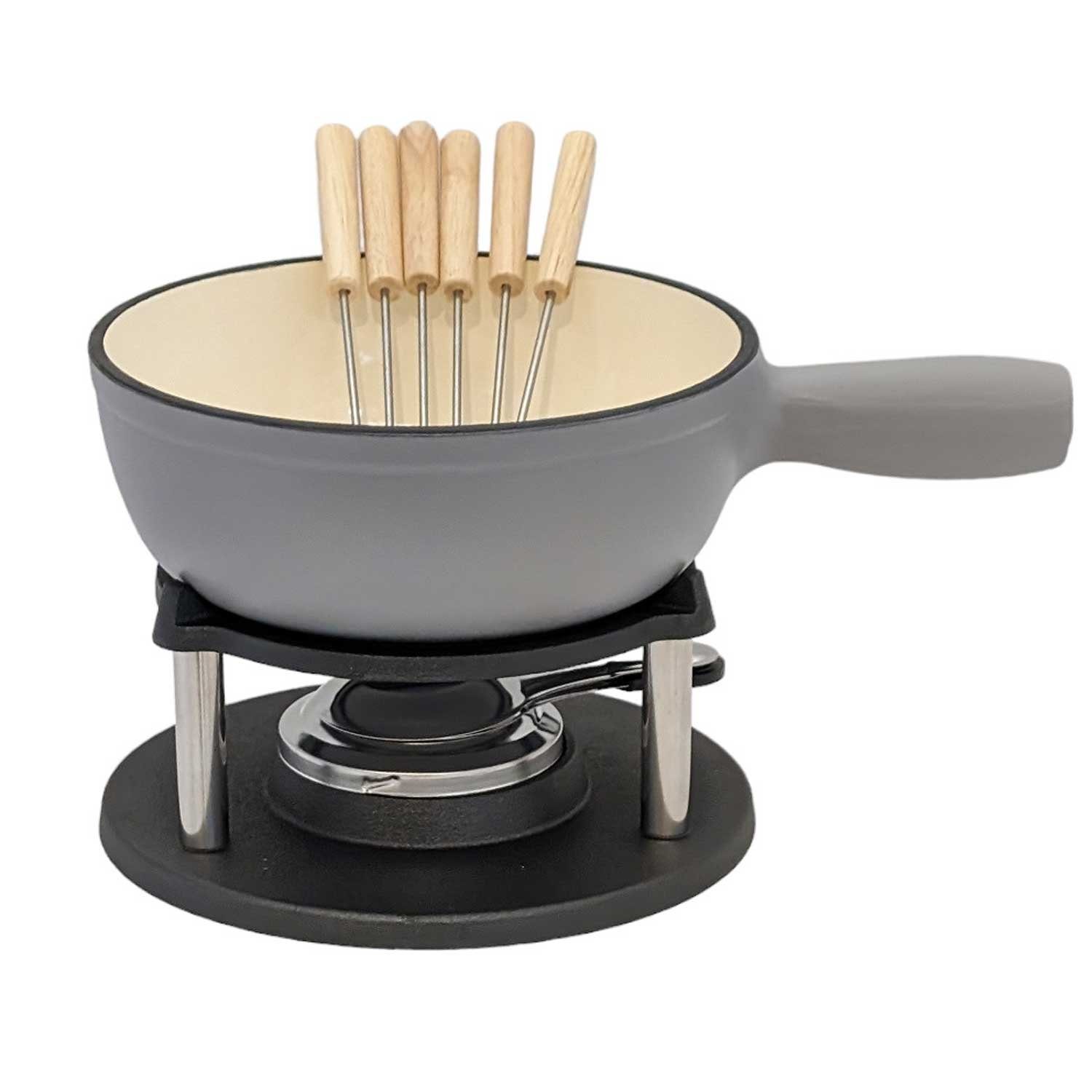 Osoltus Kochtopf Osoltus Fondue Käsefondue Gusseisen Hellgrau Emaille