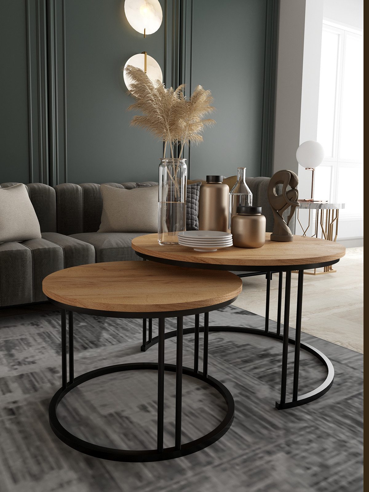 Compleo Couchtisch 2er Set, Beistelltisch, Modern Design KOMD, Wohnzimmer